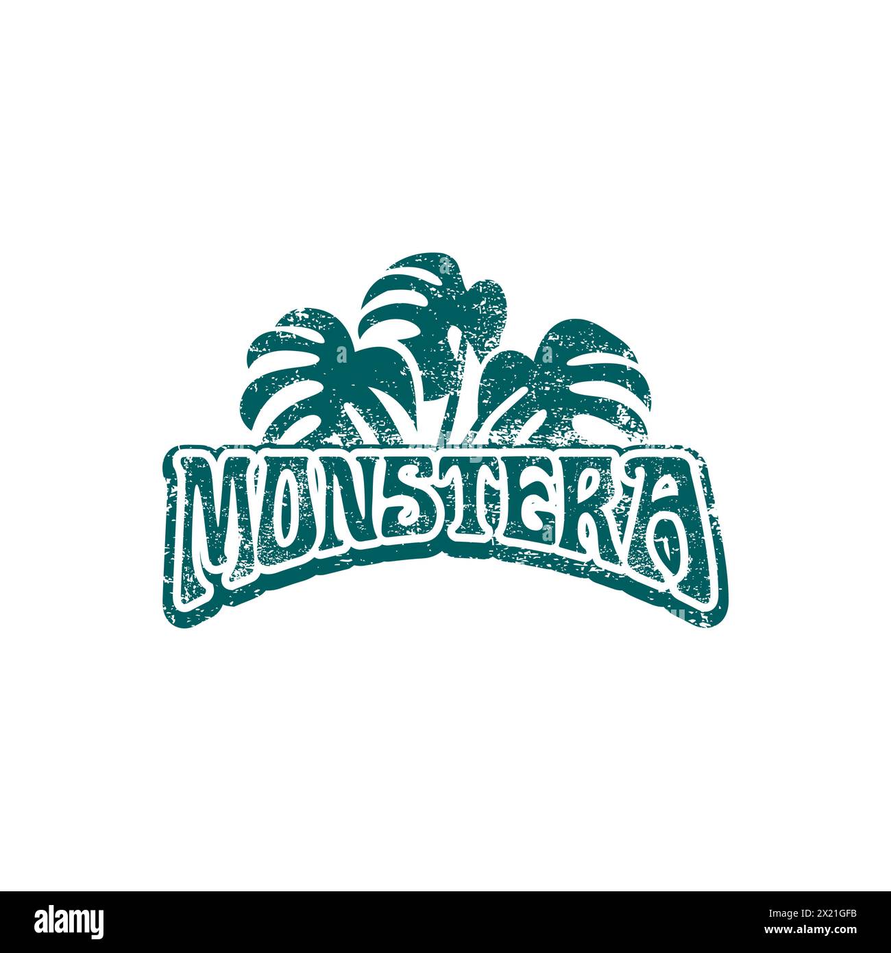 Monstera Leaf Grunge Logo Design, Monstera Grunge Background Stock ...