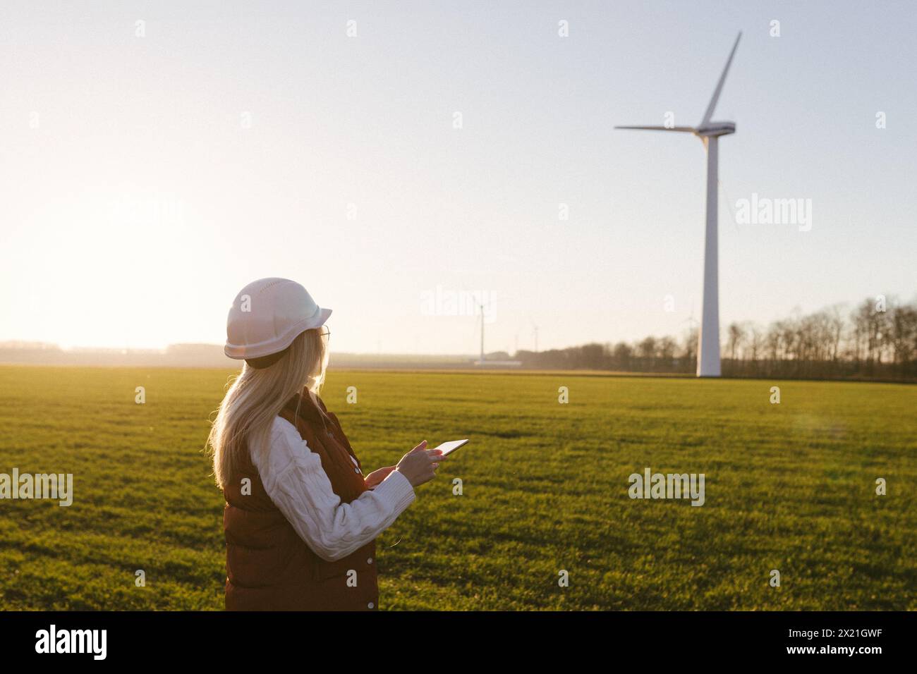 Female engineer working on wind farm hi-res stock photography and ...