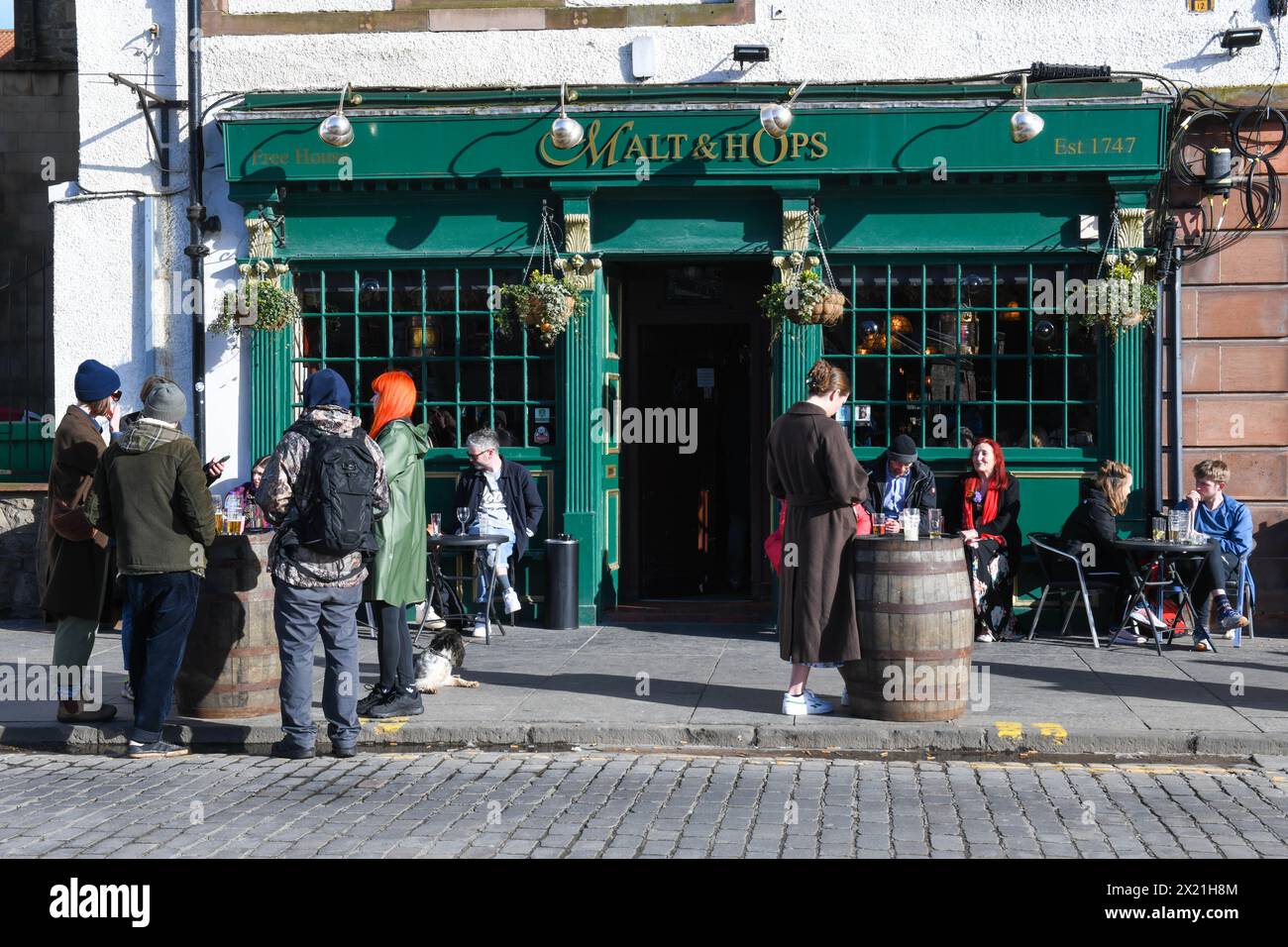 Leith Edinburgh, Scotland - 30 March 2024: people in front of a bar at ...