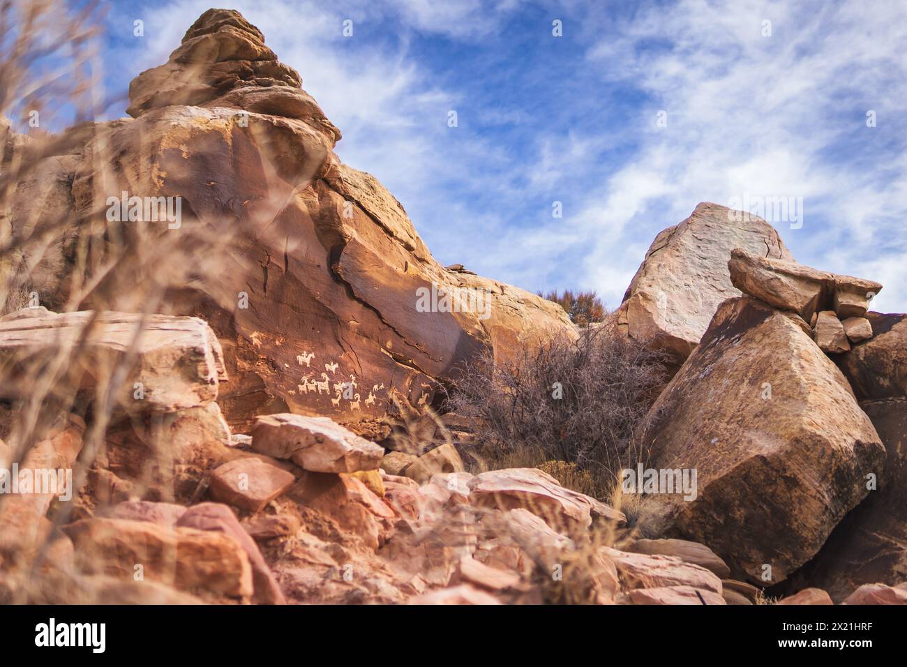 Wolfe Ranch Petroglyphs, Arches National Park Stock Photo - Alamy