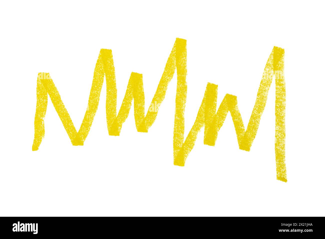 Yellow scribble drawn with marker pen on white background, clipping ...