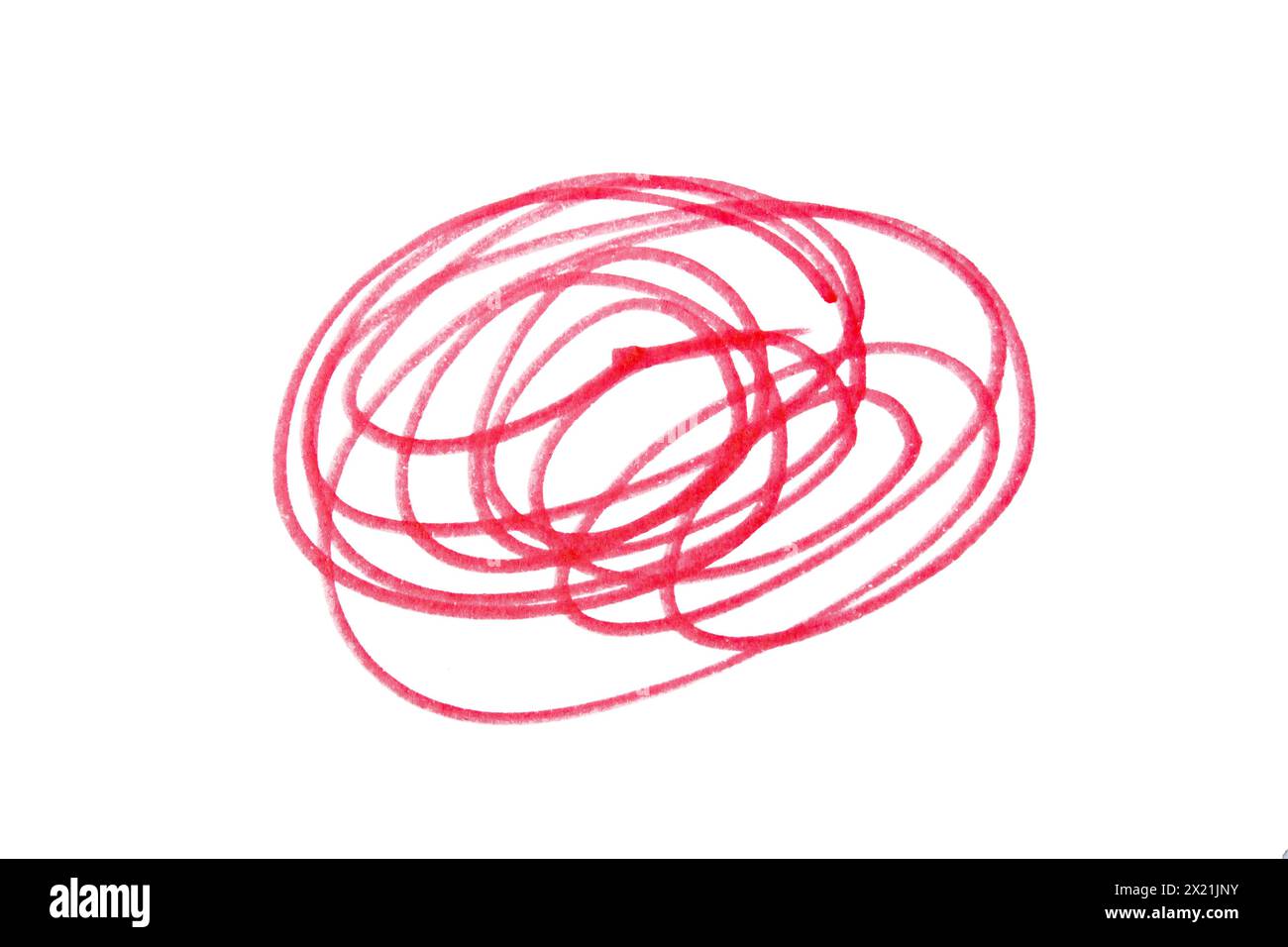 Red scribble drawn with marker pen on white background, clipping path ...