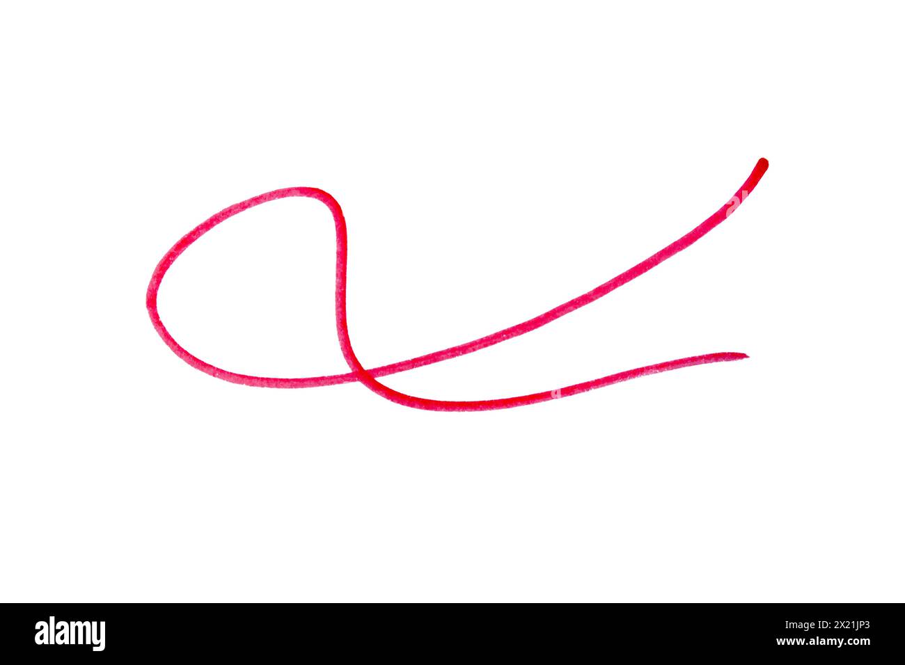 Red scribble drawn with marker pen on white background, clipping path ...