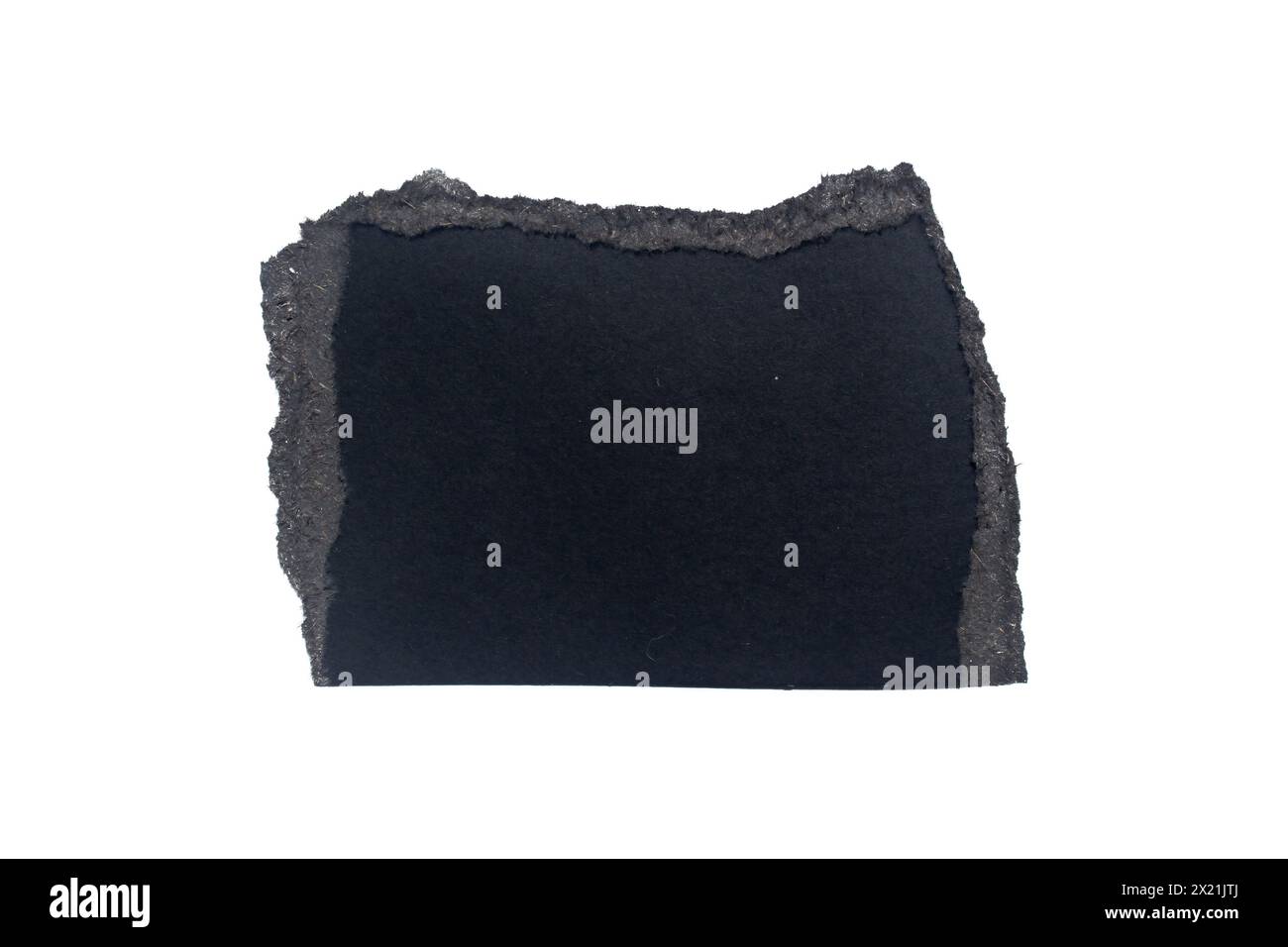 Ripped black paper piece on white background. Torn paper with copy ...