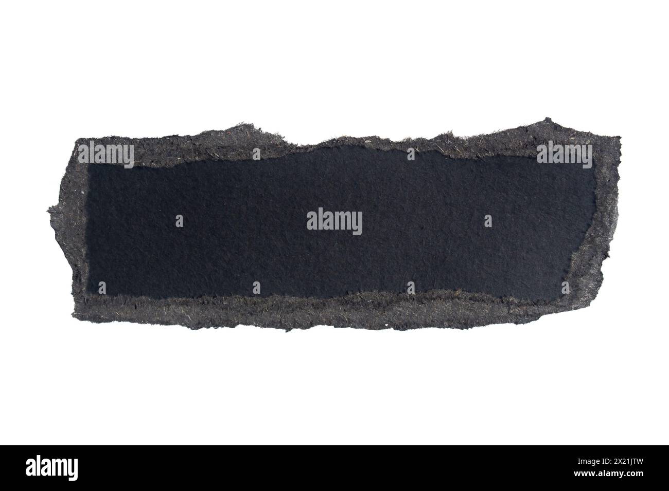 Ripped black paper piece on white background. Torn paper with copy ...