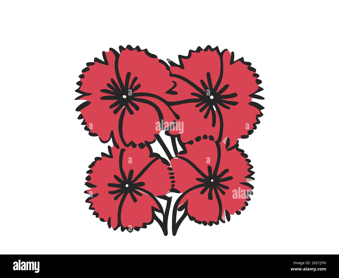 Stylized red poppies vector illustration. Simplified floral design with ...