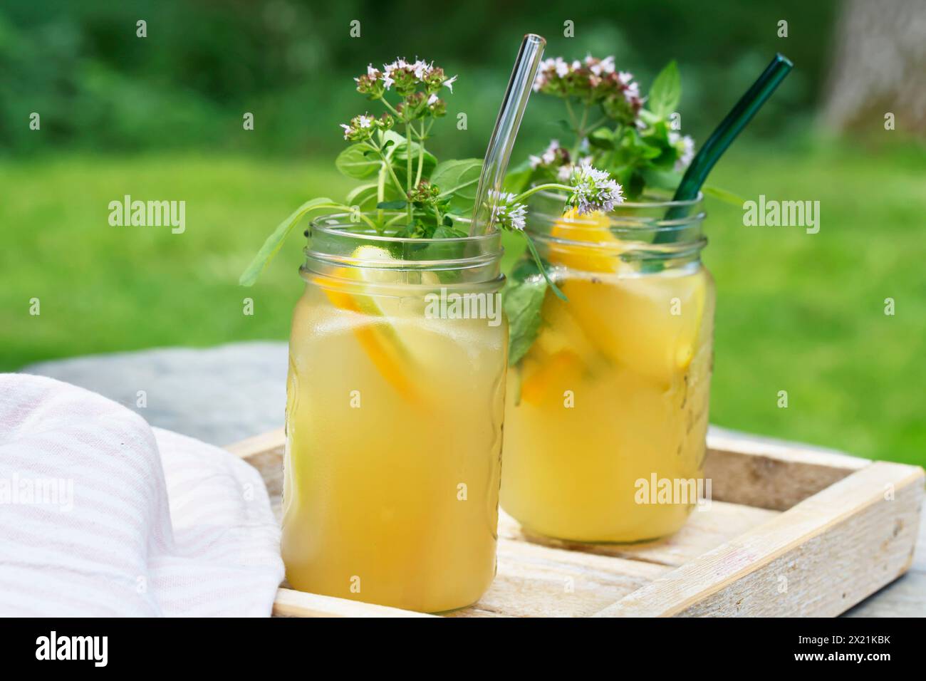 Homemade iced tea made from herbal tea with apple juice, orange juice ...