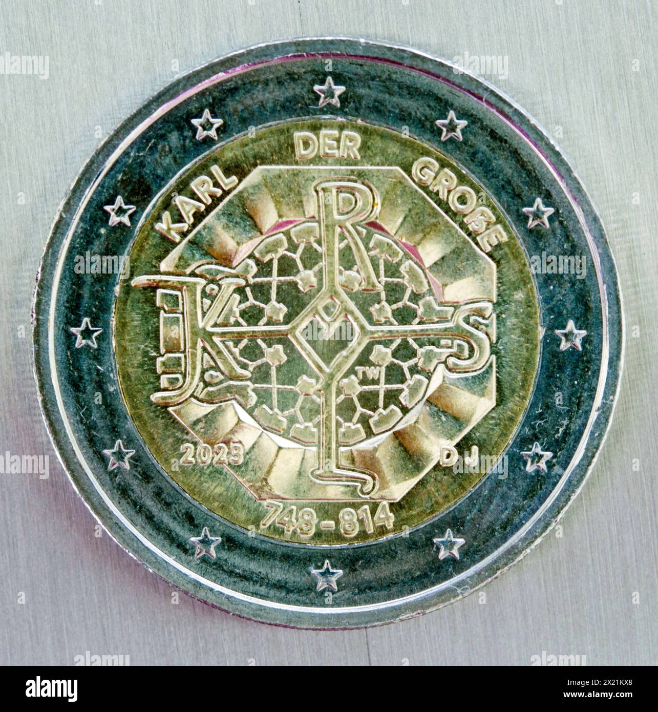 2 Euro commemorative coin Charlemagne, Germany Stock Photo - Alamy