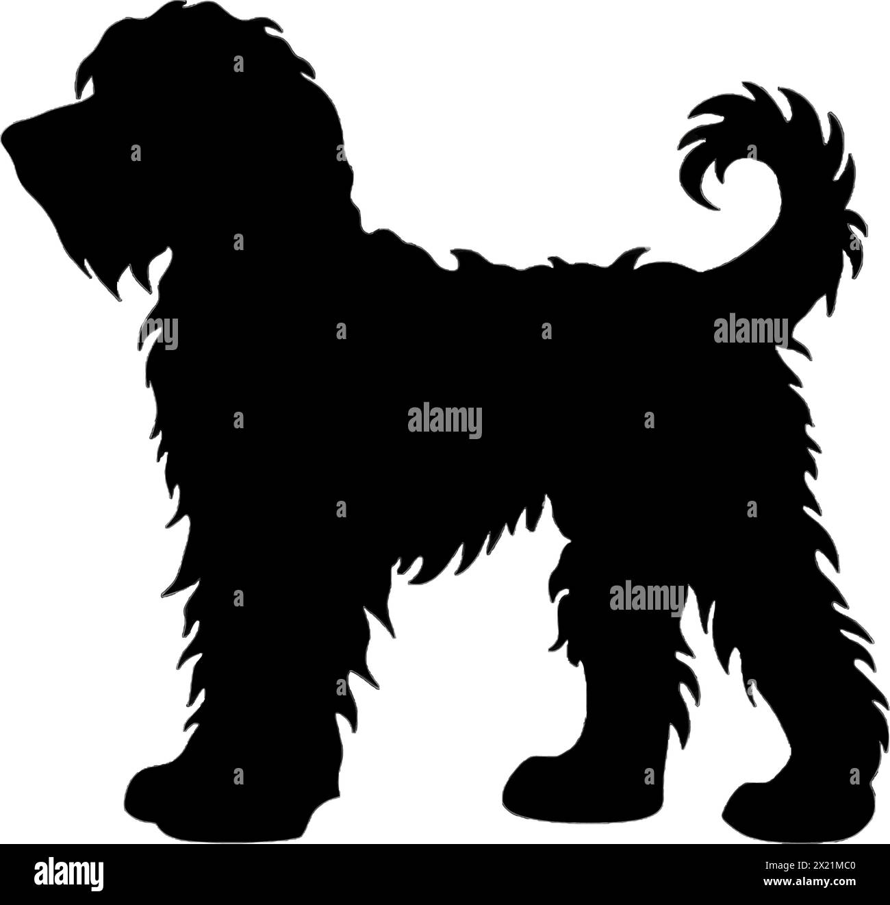 Vector illustration of a small dog in black silhouette against a clean ...
