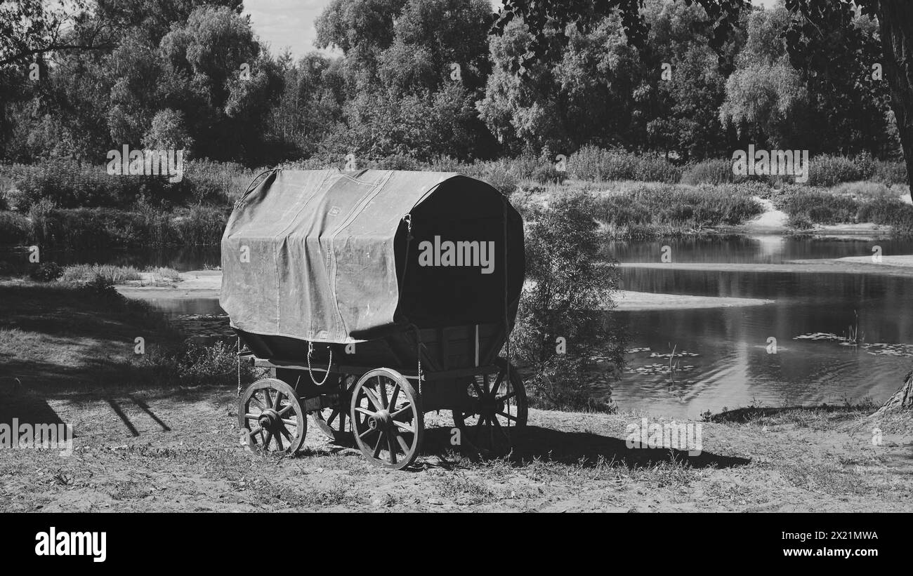 Close-up View On Russian Soviet World War Ii Peasant Cart On River Bank ...