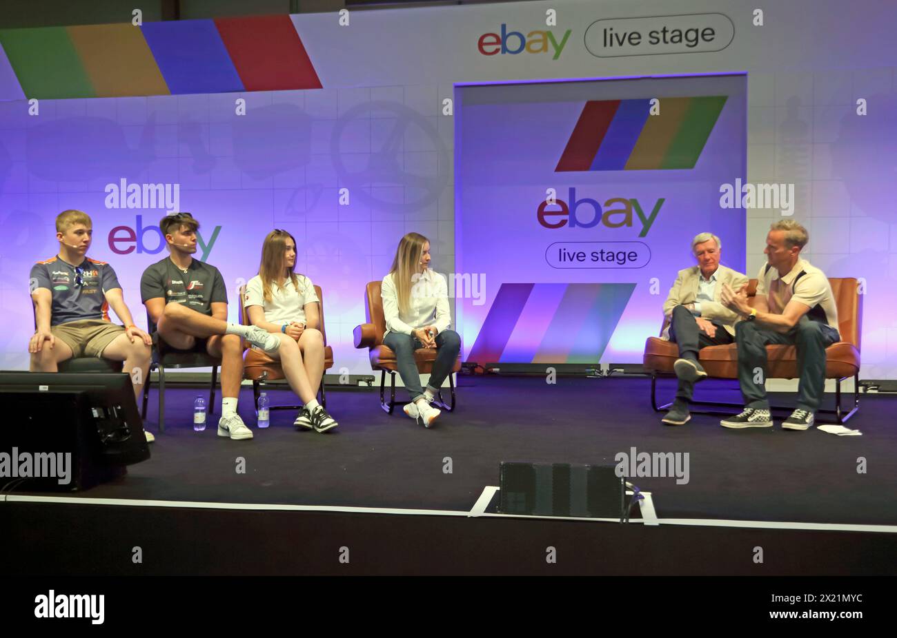 Tim Shaw and Mike Wilds, on the eBay Live stage, during the Motorsport Panel ,Guest interview ...