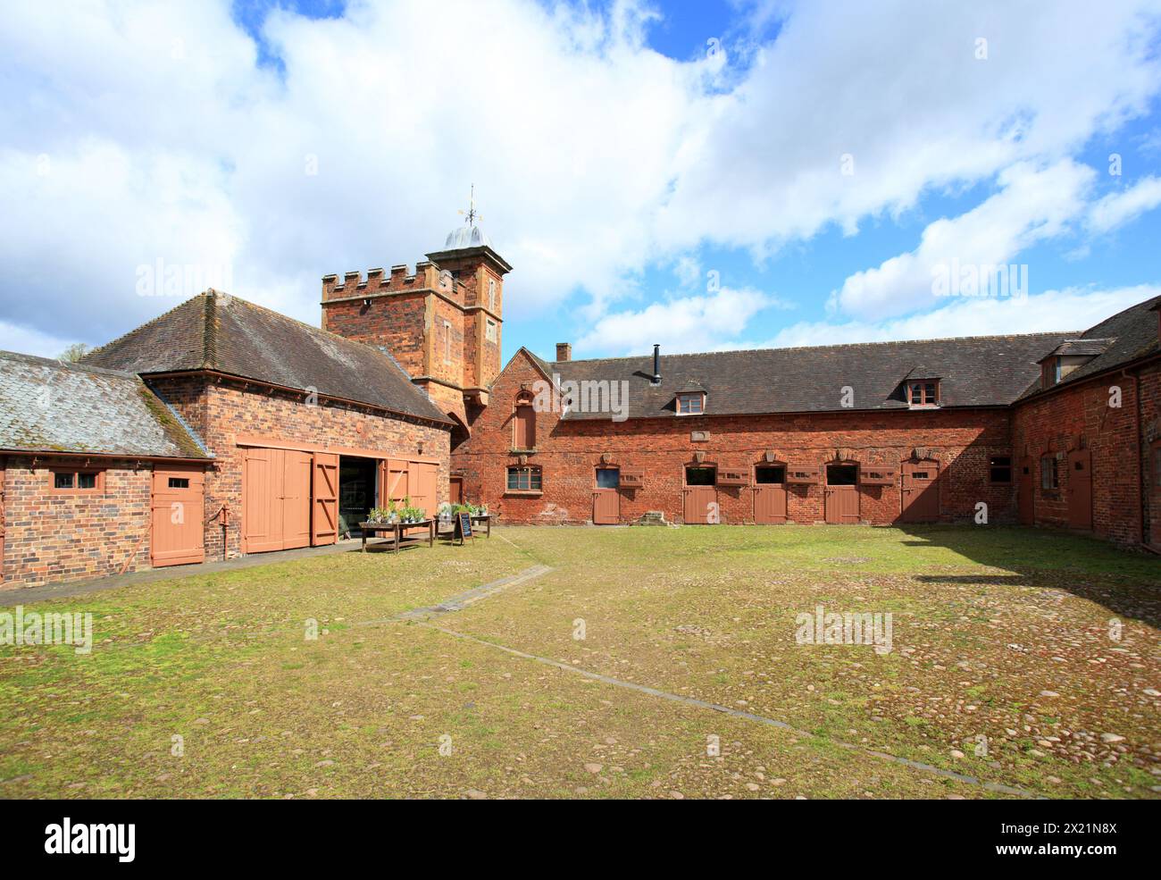Dudmaston hall stable courtyard and bookshop Stock Photo - Alamy
