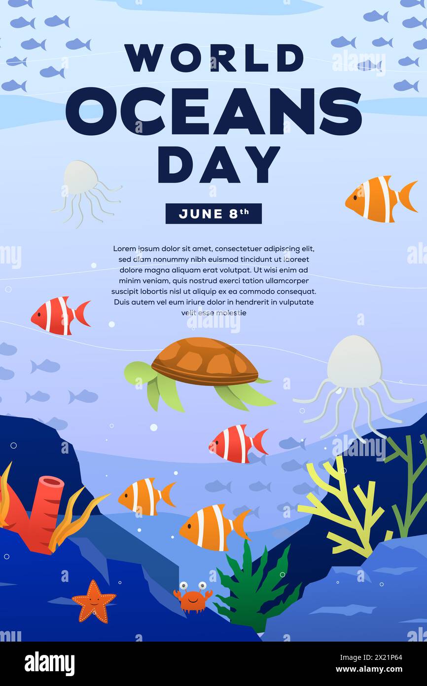 gradient world ocean day vertical banner illustration Stock Vector ...