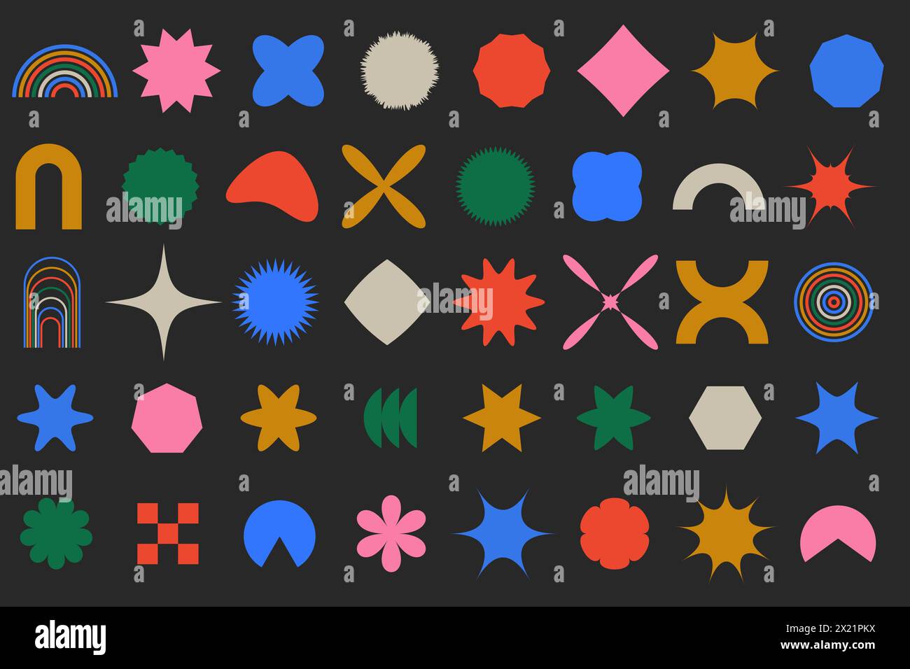 Abstract geometric shapes Bauhaus Memphis design, Brutal primitive ...