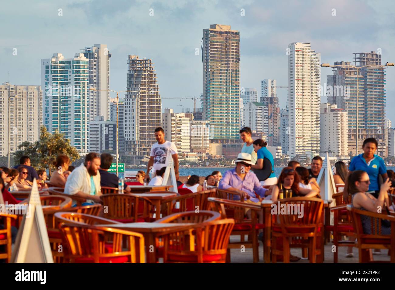 Baluarte de San Francisco, Bocagrande background, Cartagena de Indias ...