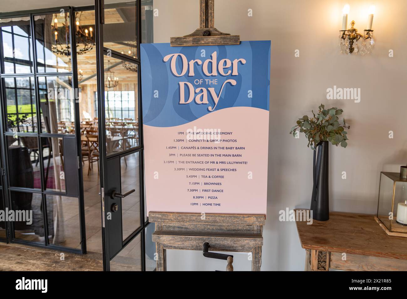 An order of the day for a wedding reception at Botley Hill Farm in ...