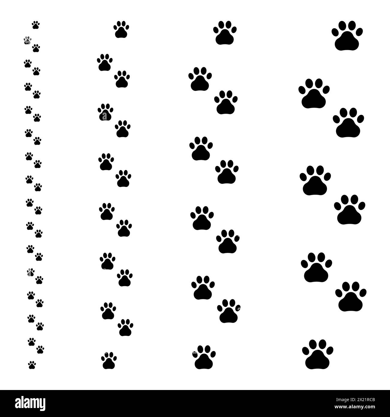 Animal paw prints pattern. Black and white design. Wildlife trail ...