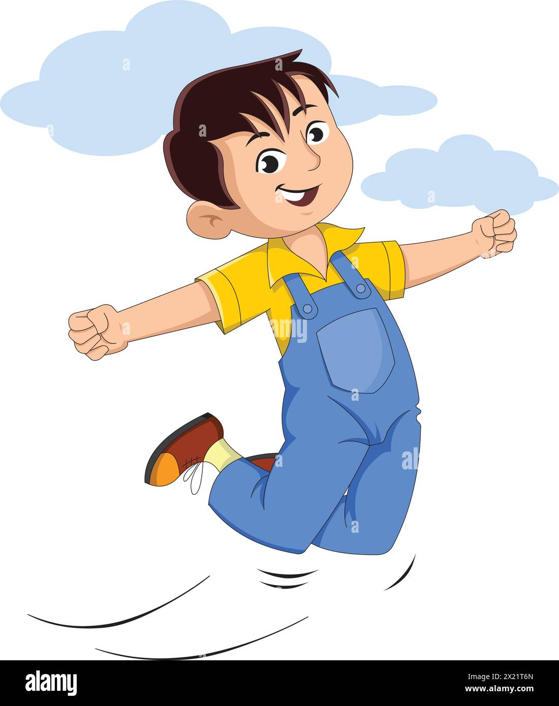 Cute boy jumping high with arms wide open vector illustration Stock ...