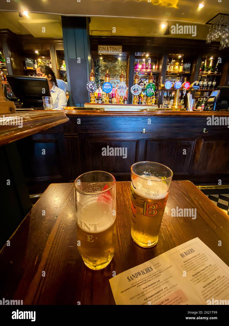 Two beer - Flint Eye and Brixton - is displayed in a pub in London ...