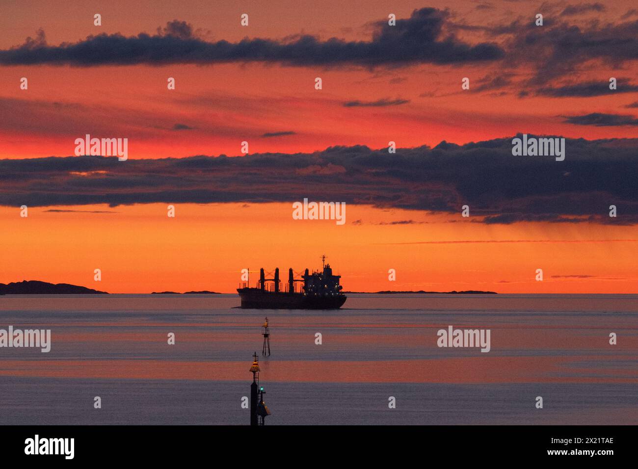 A cargo ship on its way to a new destination after unloading Stock ...