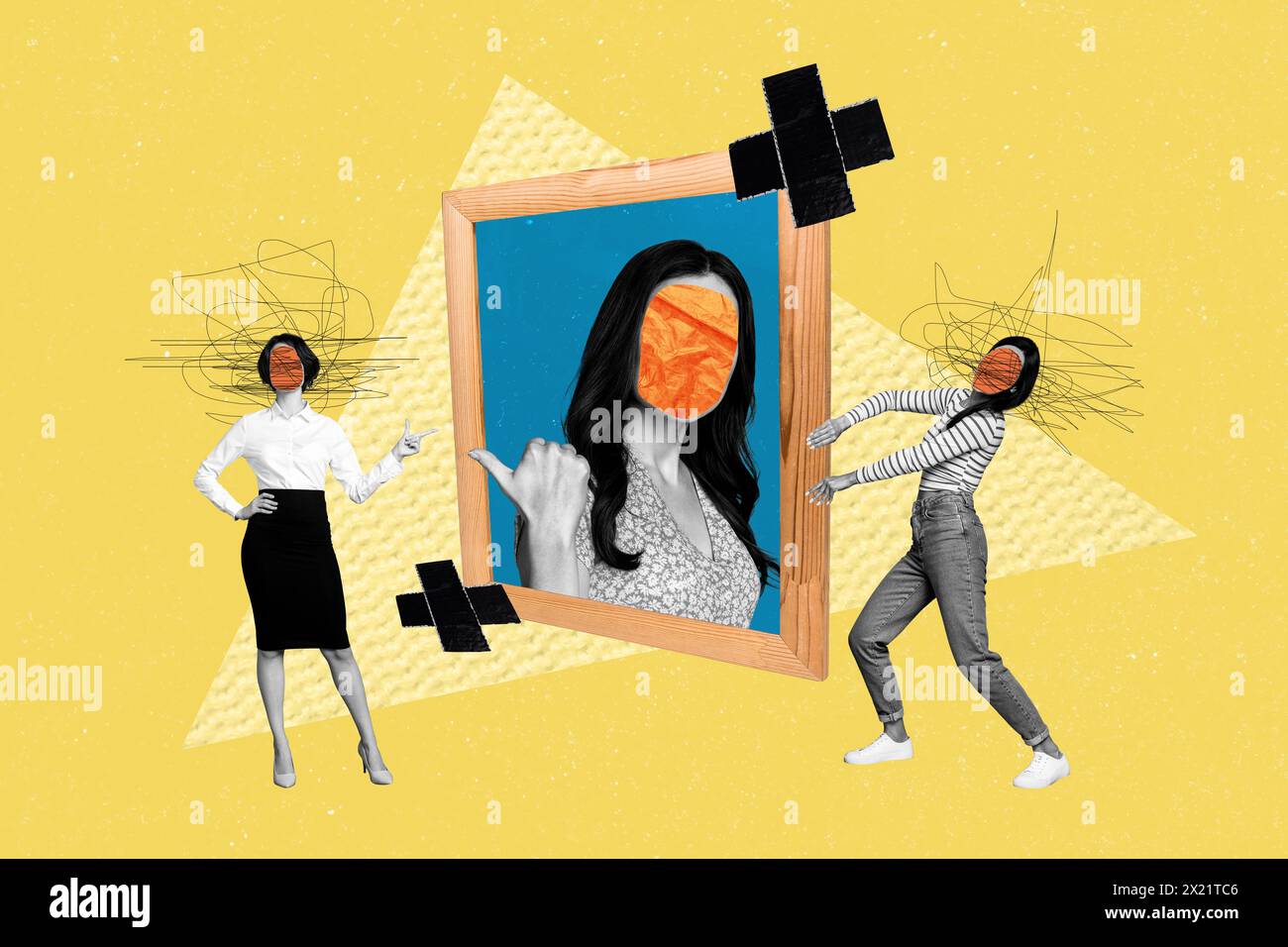 Sketch image composite trend artwork photo collage of black white ...