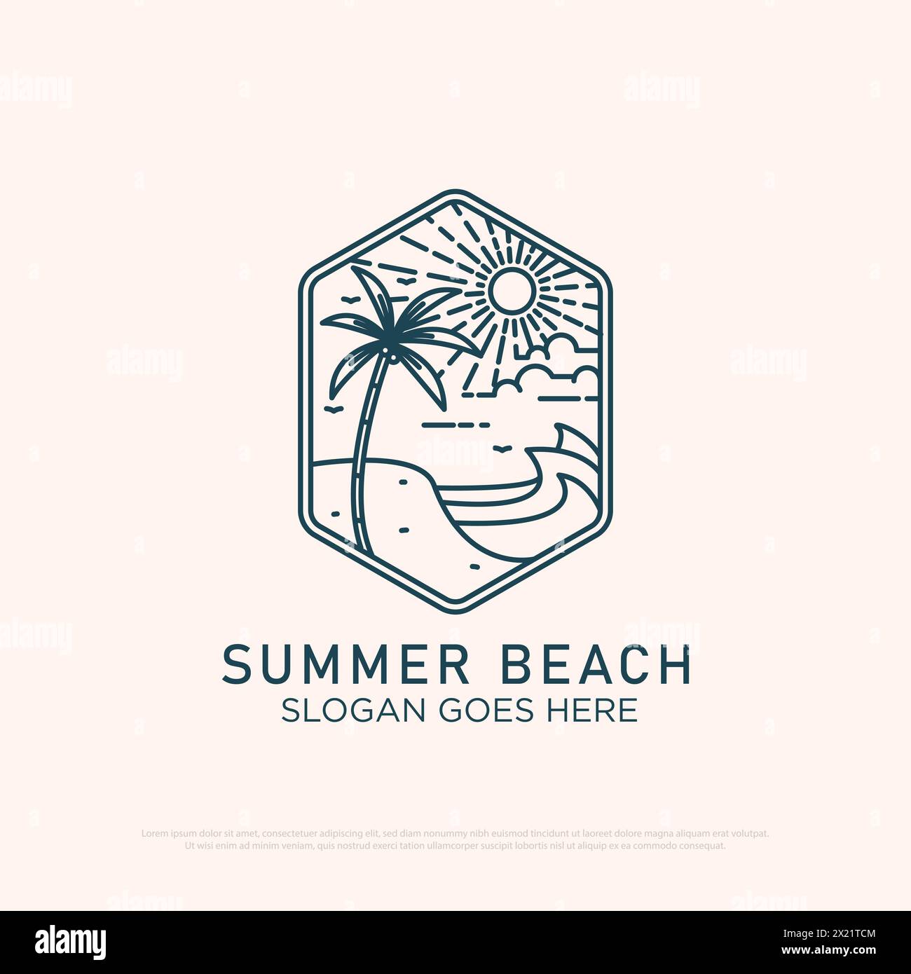 sunset Beach logo design with line art simple vector minimalist ...