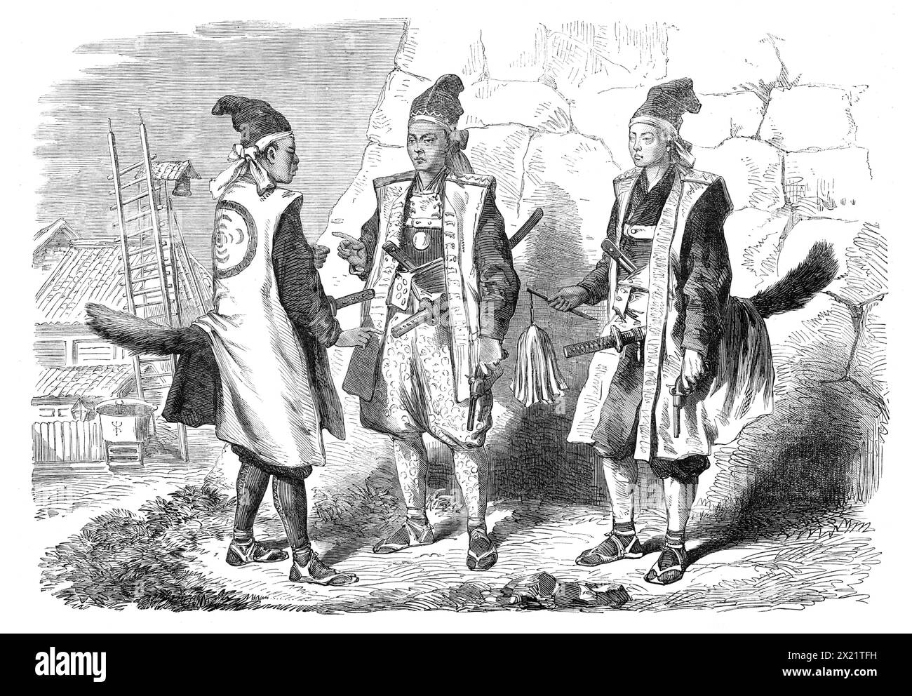 Scenes in Japan: Japanese warriors in fighting-dress - from a sketch by ...