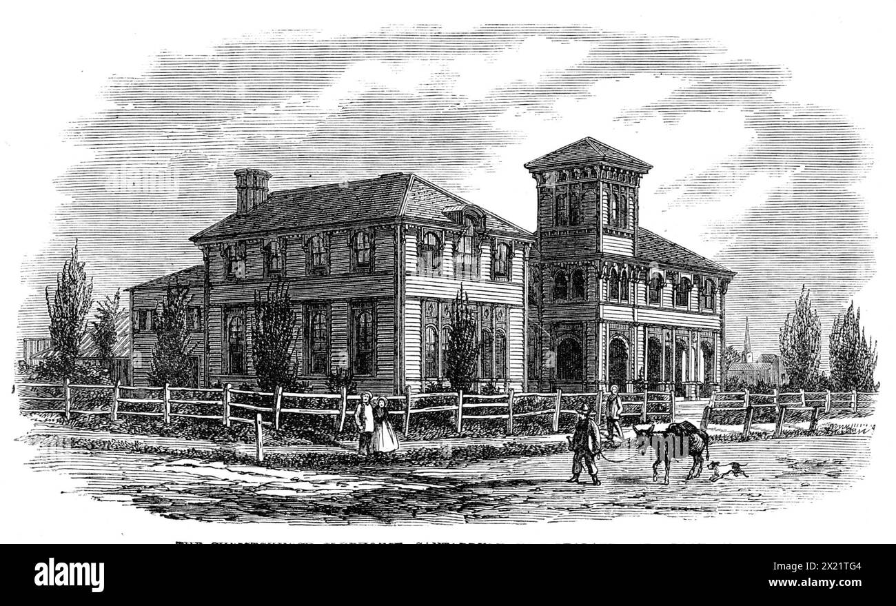 The Christchurch Clubhouse, Canterbury, New Zealand, 1864. Engraving ...