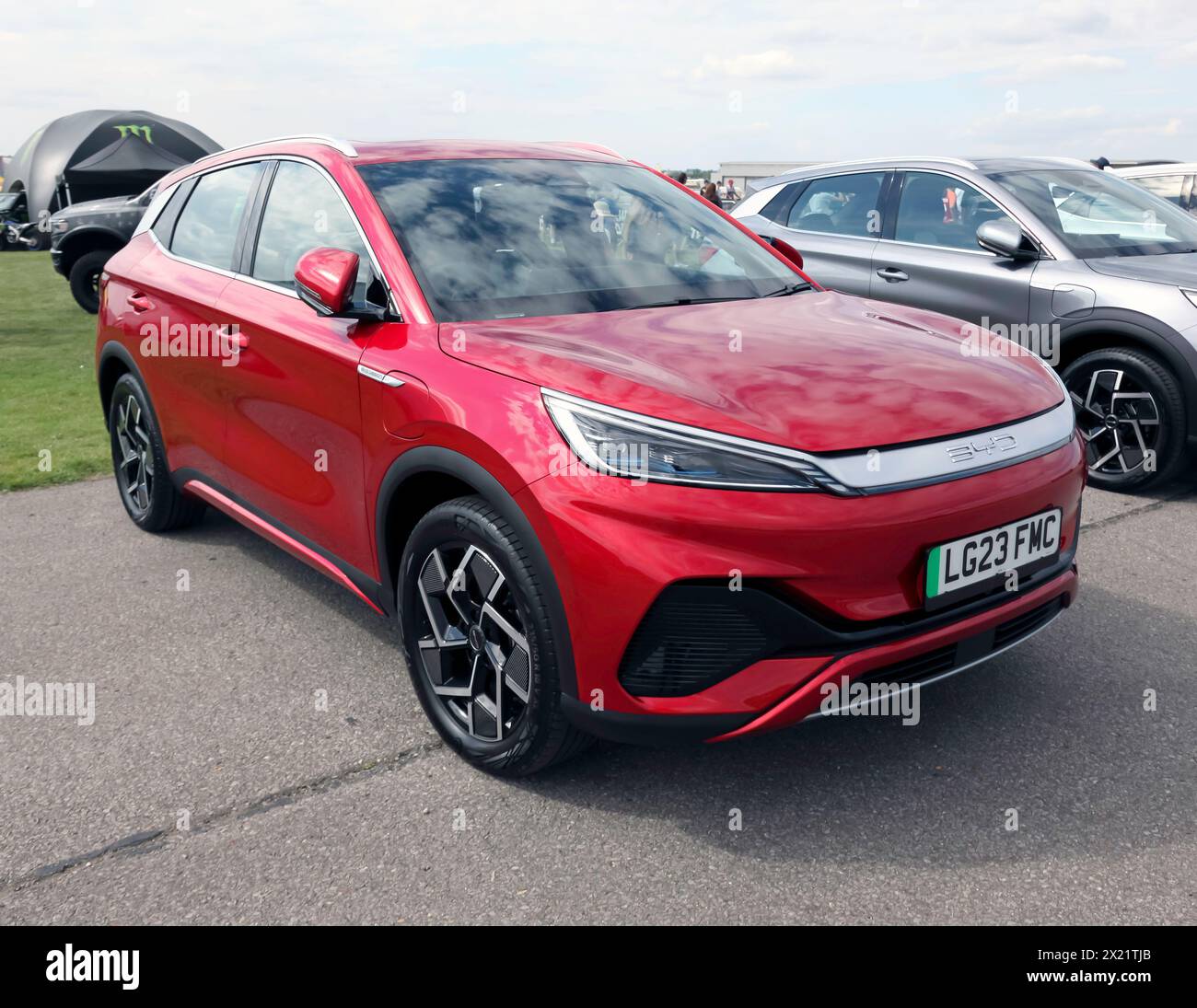 hree-quarter front view of a Red, 2023, BYD Atto 3, battery electric ...