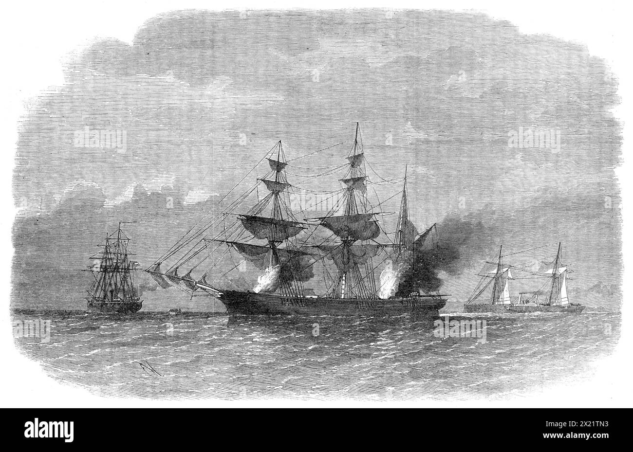The Alabama destroying the Texan Star, or Martaban, in the Malacca ...