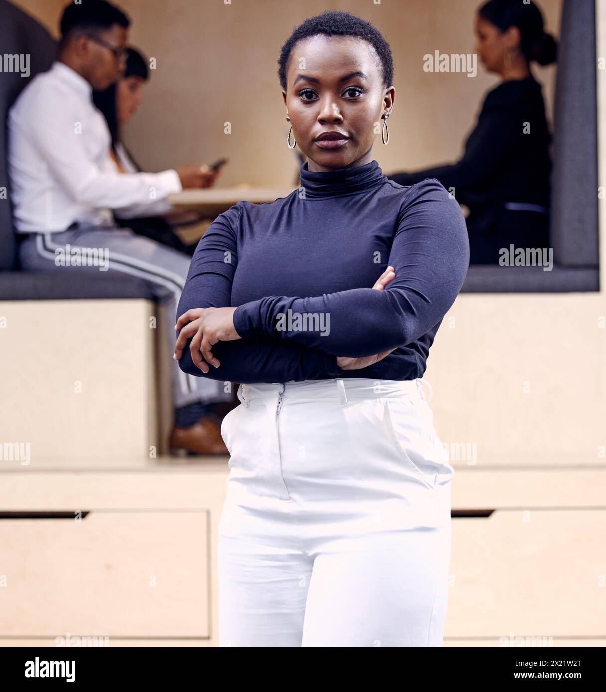 Black woman, arms crossed and confident in professional career, young ...