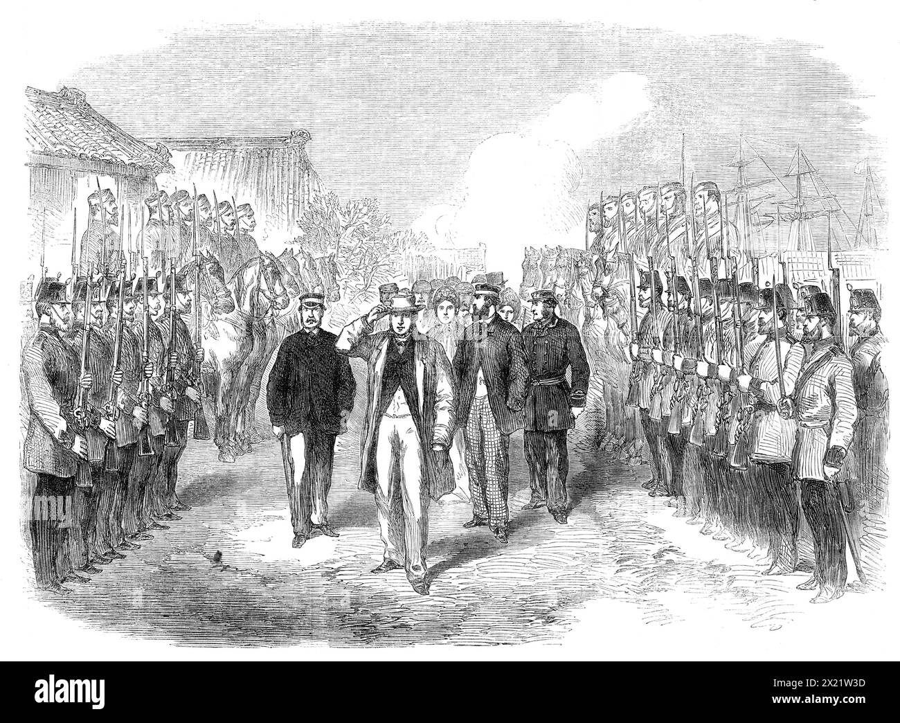 Landing of Sir Rutherford Alcock, K.C.B., at Yokohama, Japan, 1864 ...