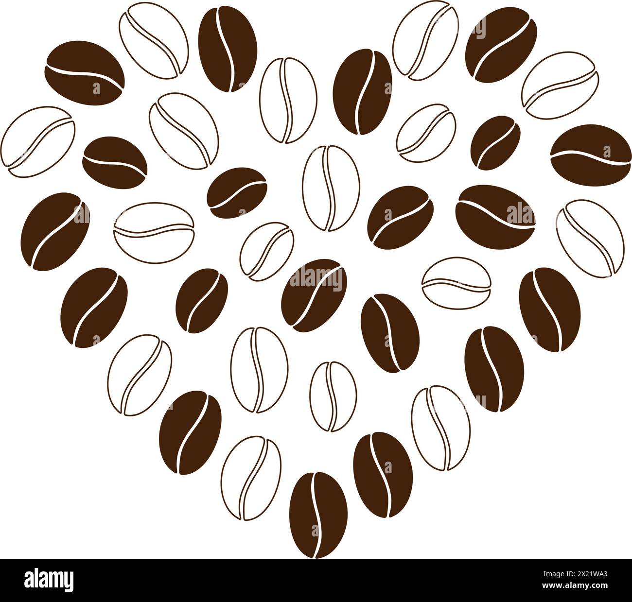 Heart shaped contour and silhouette coffee beans Abstract backdrop ...