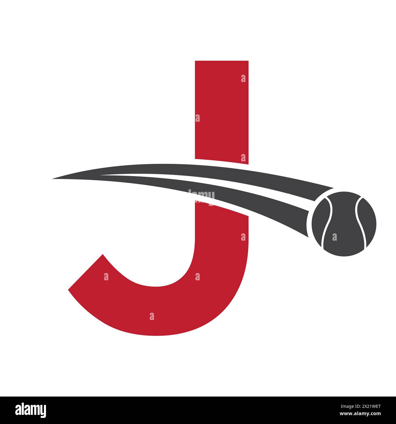 Tennis Logo On Letter J Concept With Moving Tennis Ball Symbol. Tennis ...