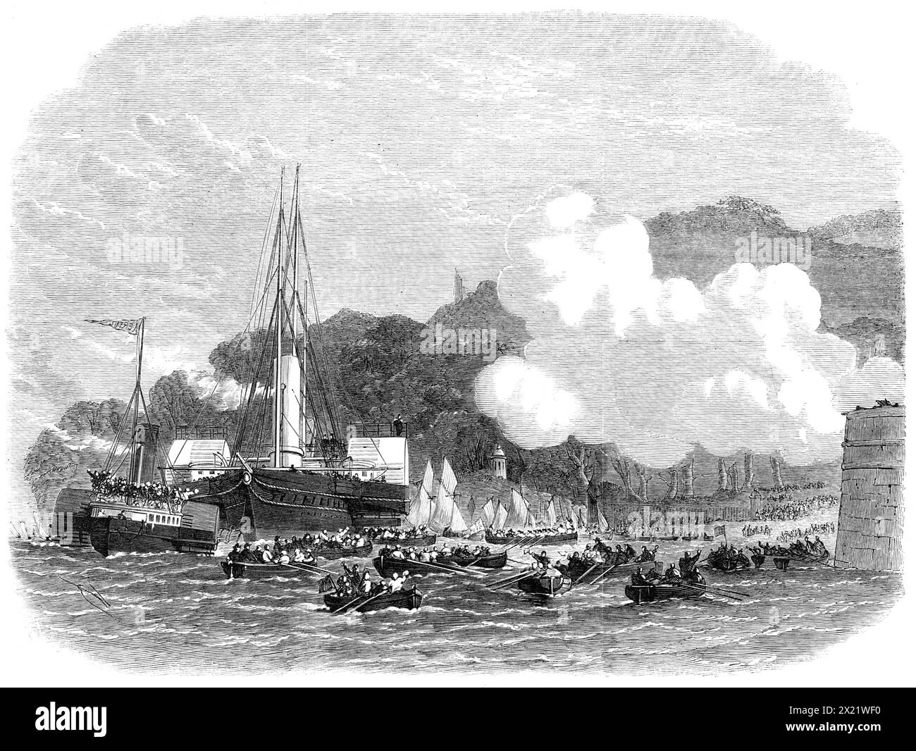 The Prince and Princess of Wales landing at Barnpool, Mount Edgcumbe ...