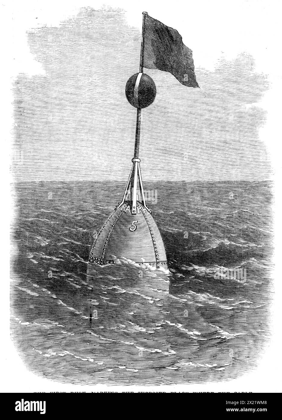 The Atlantic Telegraph Expedition: the first buoy, marking the supposed ...