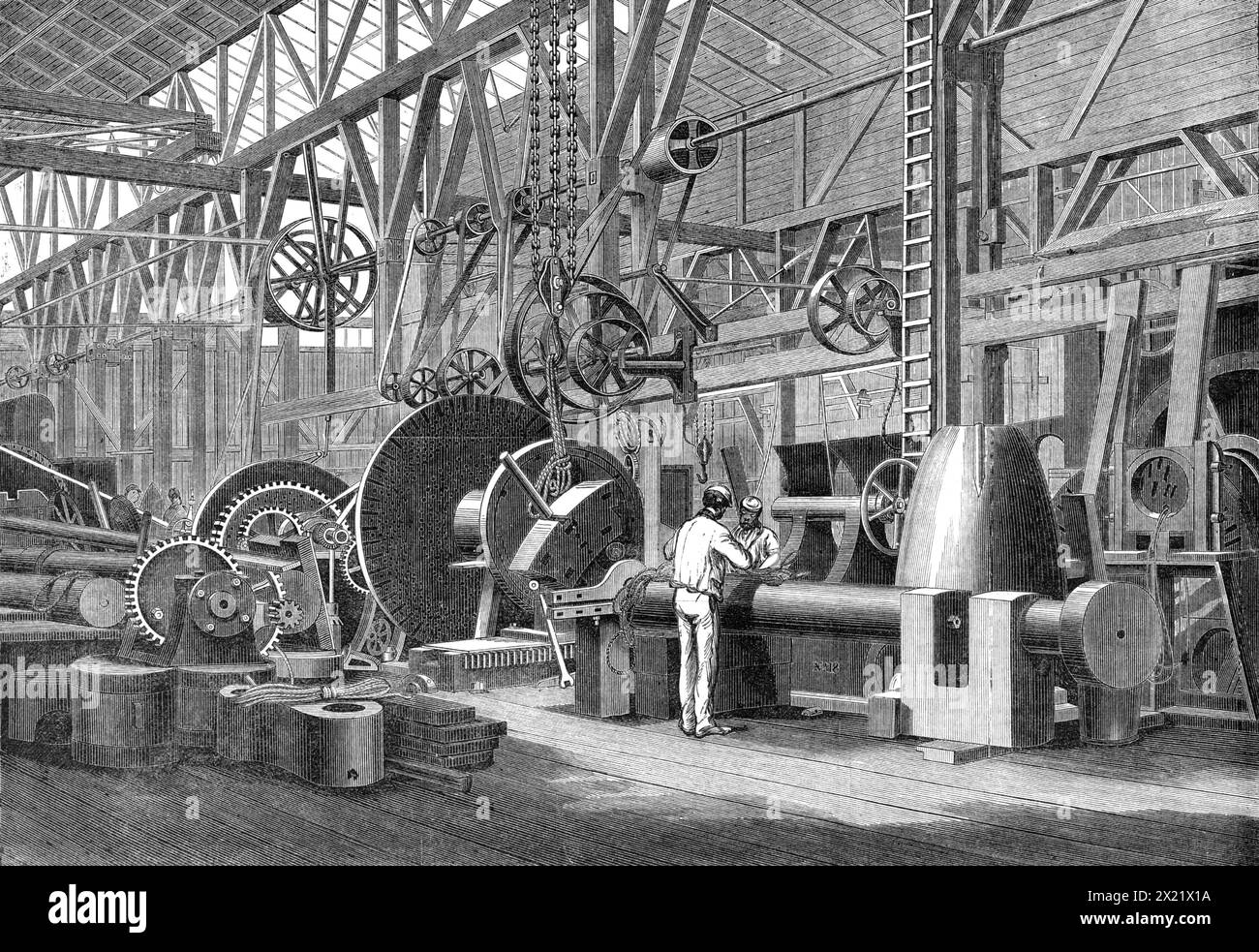 A visit to Penn's Marine Engine Factory, at Greenwich: turning a paddle ...