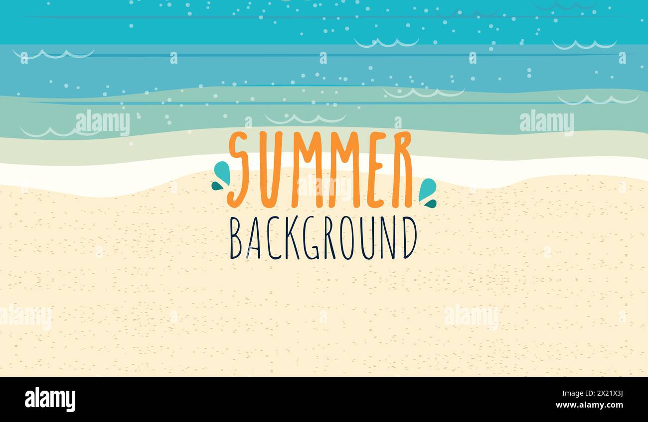 Beach background with sand and sea. Summer banner vector illustration ...