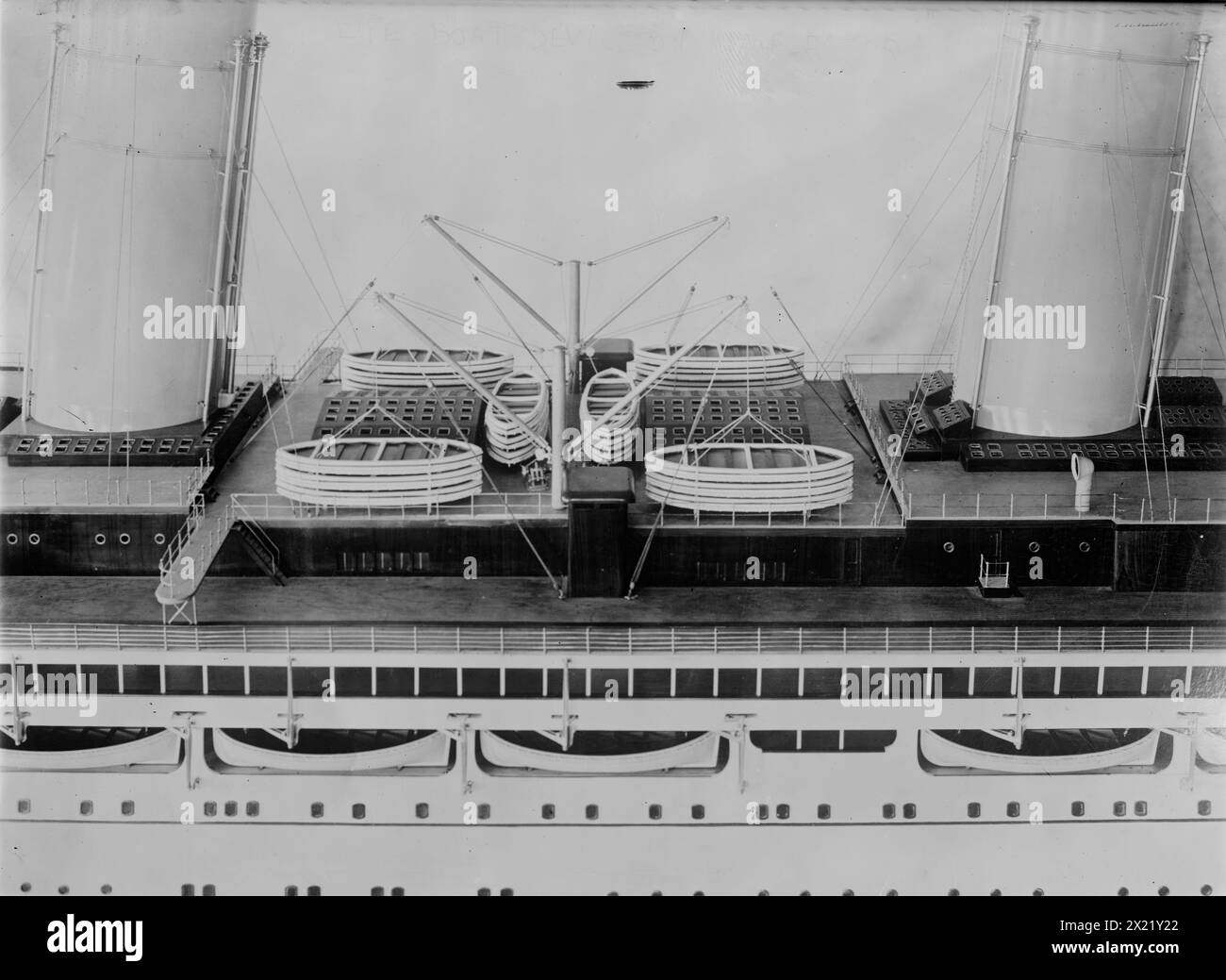 Life boat device on S.S. Imperator, between c1910 and c1915. Shows a ...