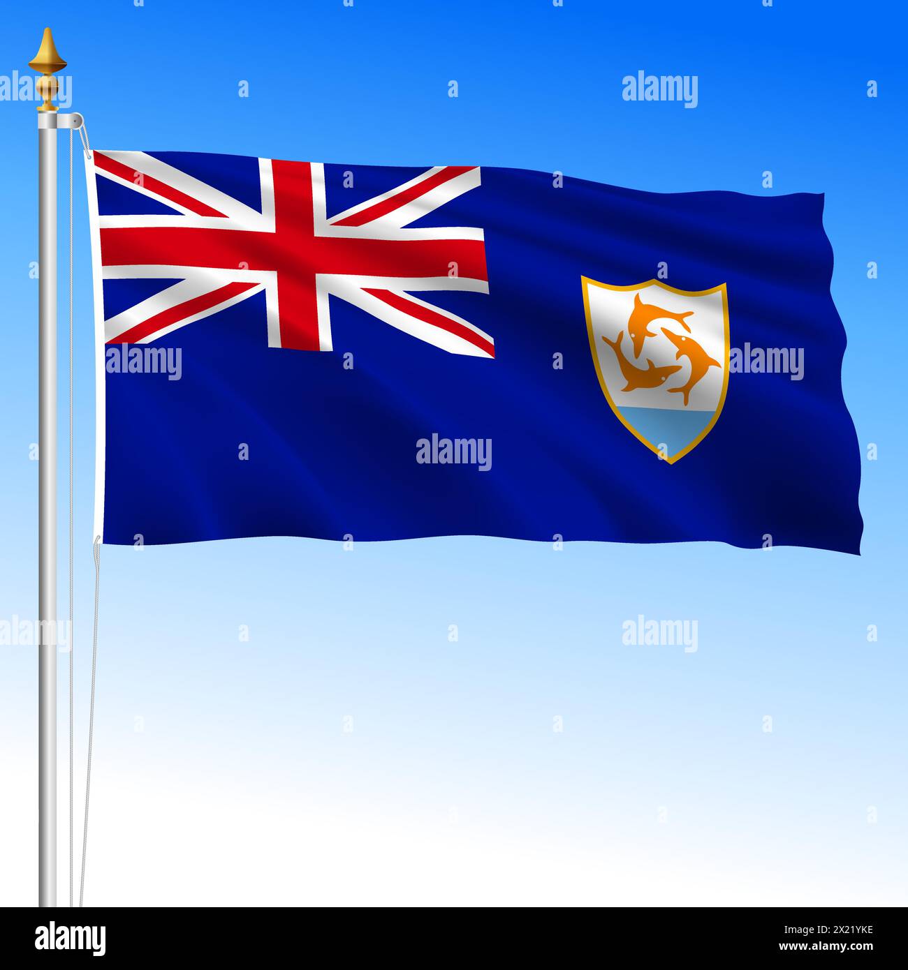 Anguilla british overseas territory waving flag, vector illustration ...