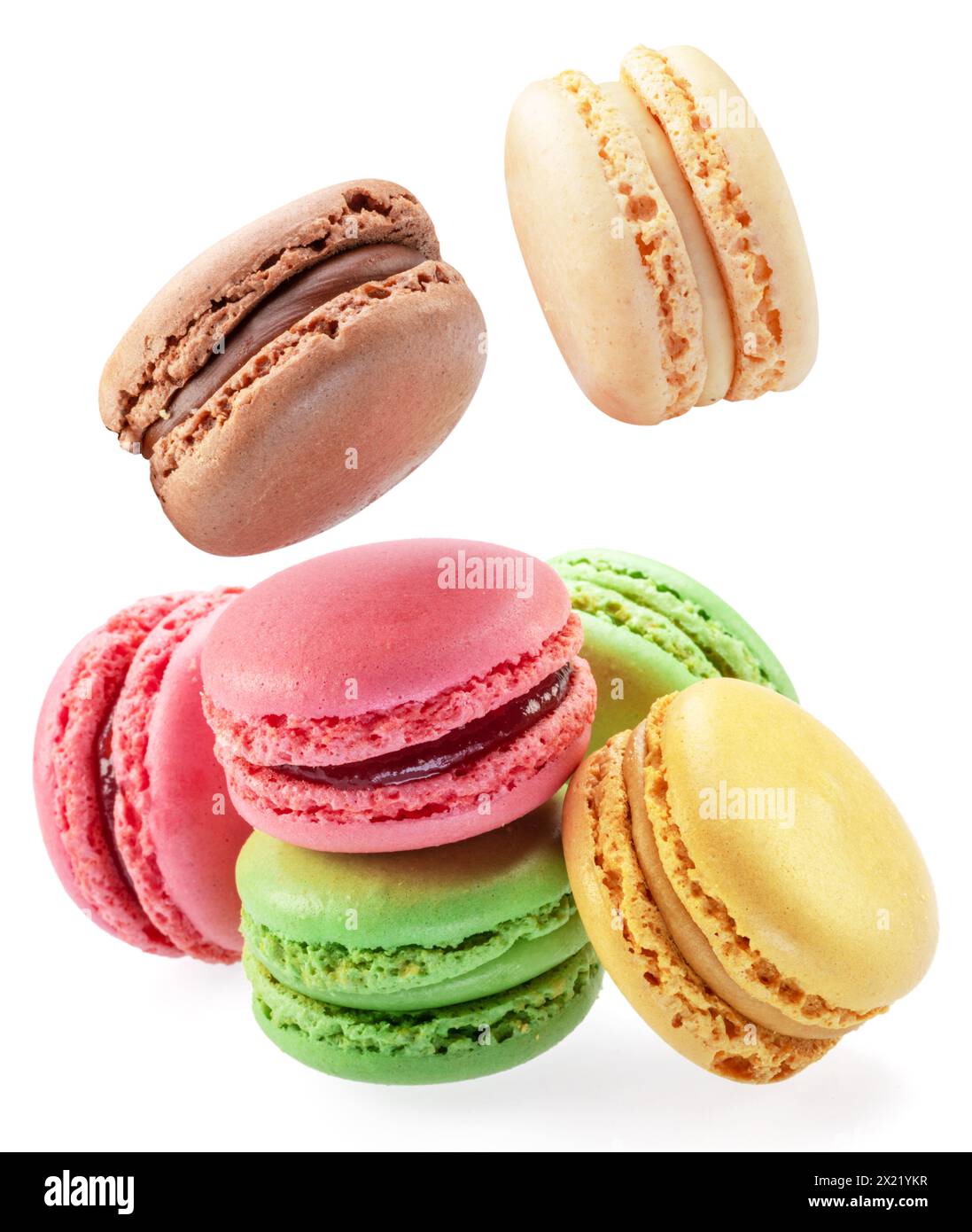 Colorful french macaroon cookies isolated on white background Stock ...