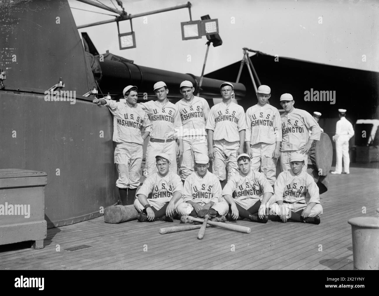 Baseball team on ship named WASHINGTON (baseball), c1911. Shows the ...