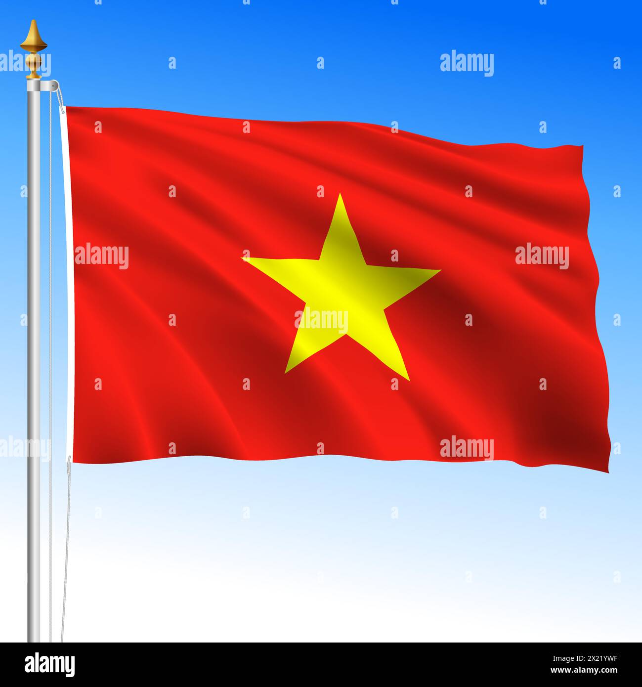 Vietnam Official National Waving Flag Asiatic Country Vector