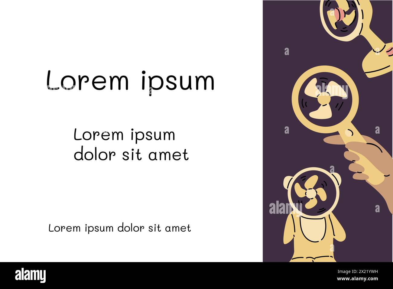 Portable electric fan background - banner or poster with text. Vector ...