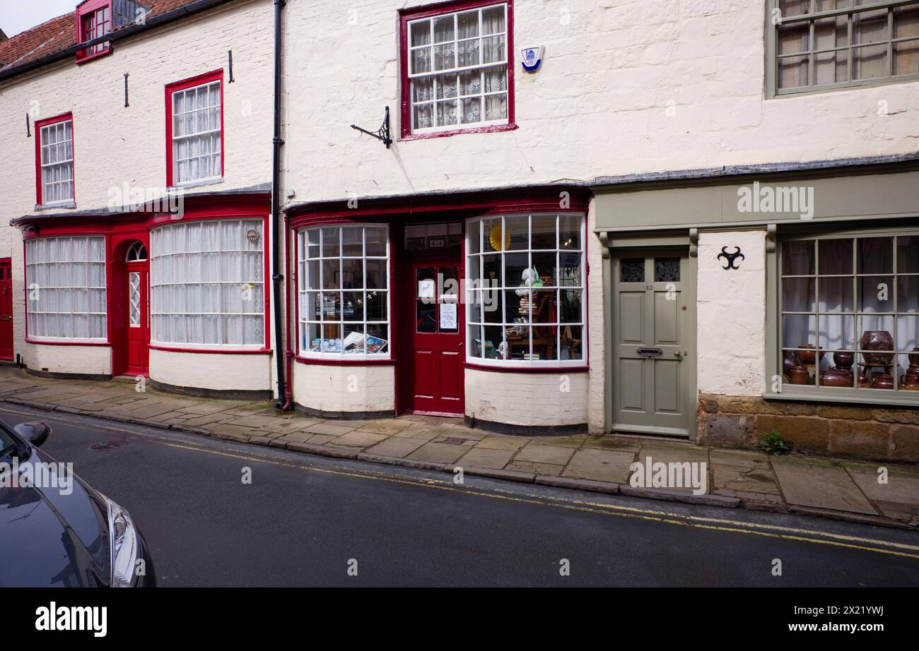 Bow fronted Georgian shops in Old Bridlington High Street Stock Photo ...