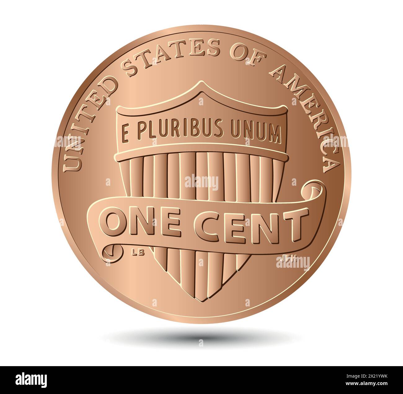 Vector American money, one cent coin, 2010-2024. Vector illustration ...