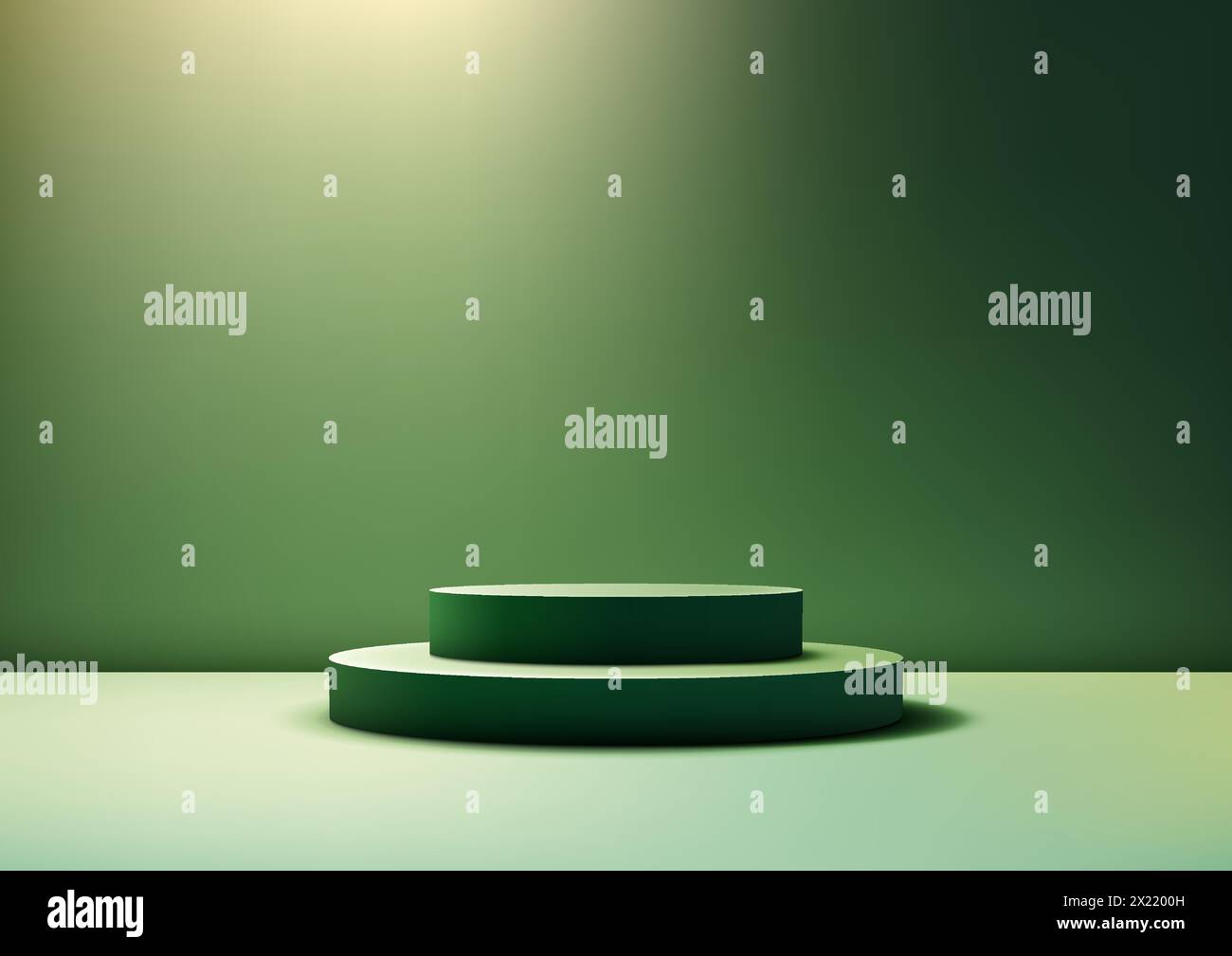 3D realistic green podium with a green background, Product display ...