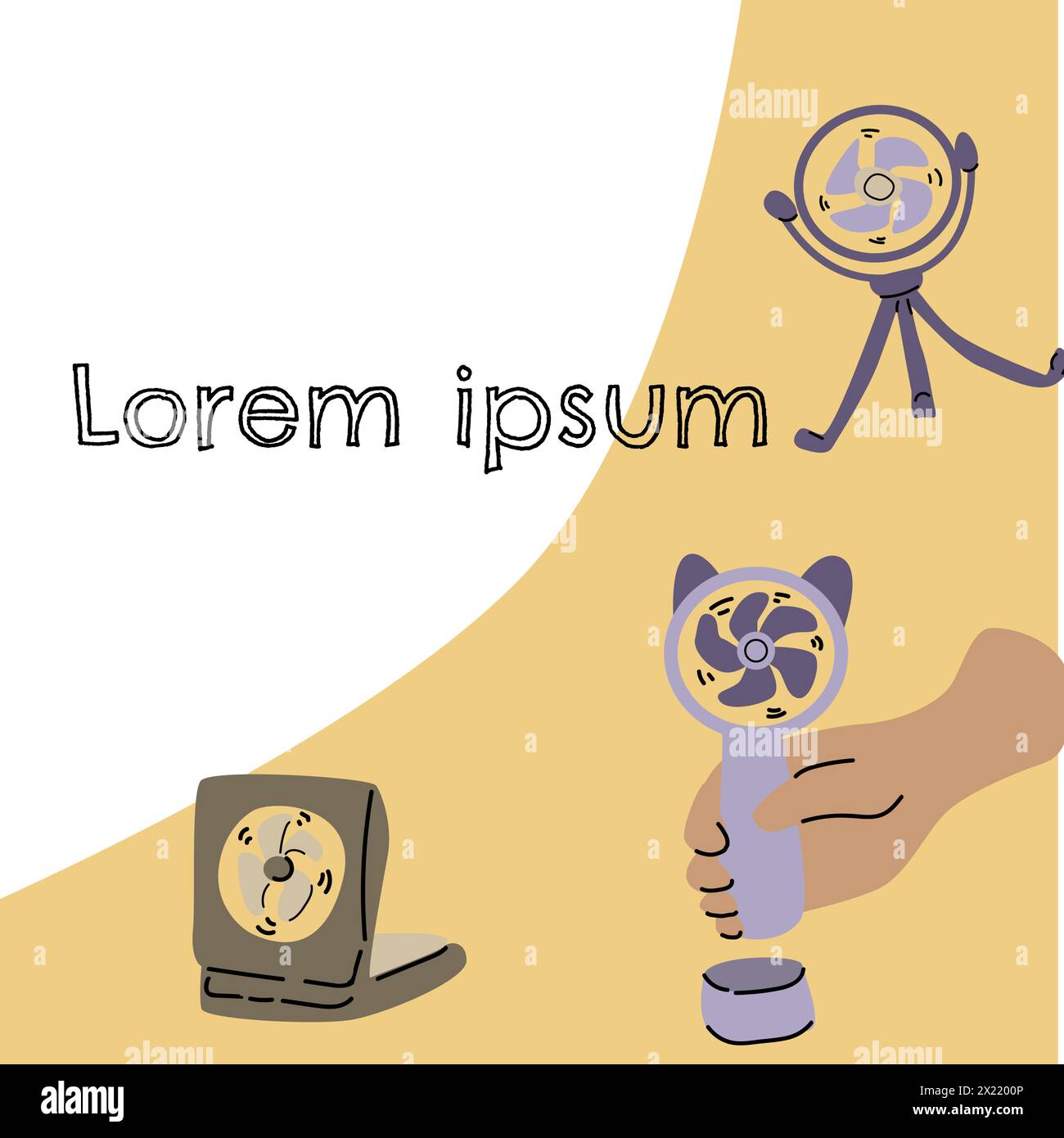 Portable electric fan background - banner or poster with text. Vector ...