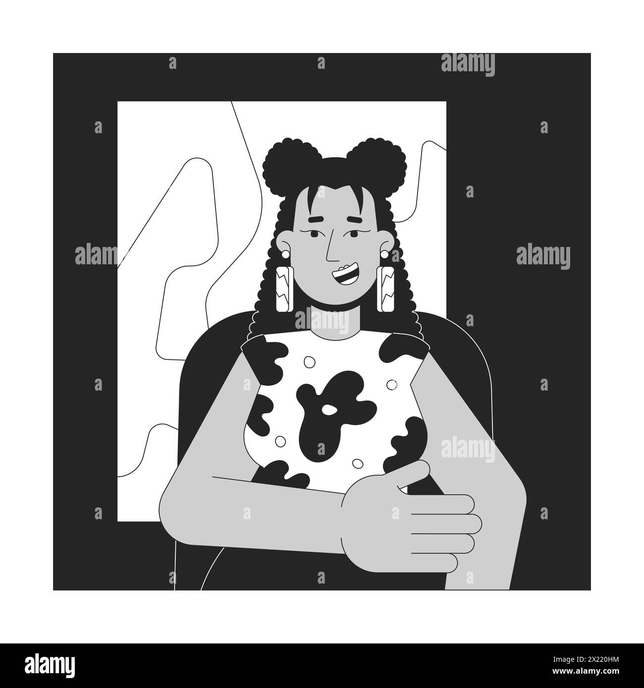 Happy latina woman in office black and white 2D line cartoon character Stock Vector Image & Art ...