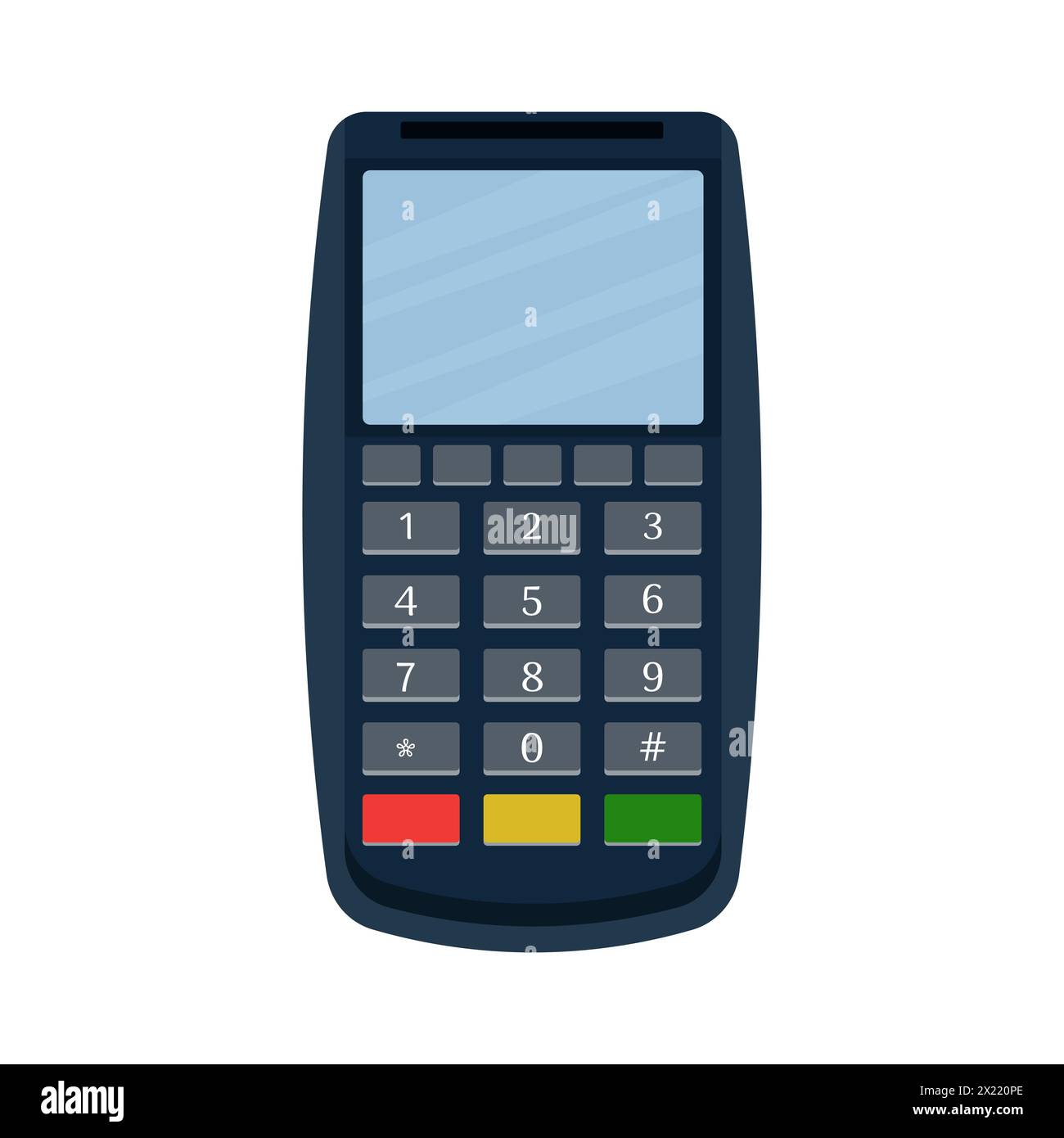 Bank terminal for payment purchases in store isolated on white ...